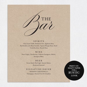 Bar Menu Template Bar Menu Bar Menu Printable Bar Menu - Etsy