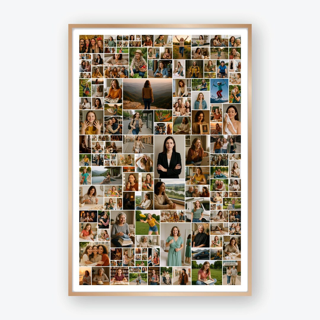 150 Photo Collage Template Editable in Canva, Large Printable Portrait ...