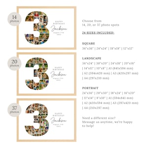 3rd Birthday Photo Collage Template, Editable Milestone Sign (canva) - Etsy