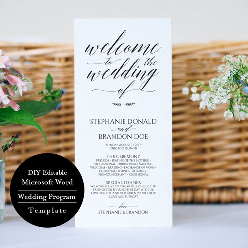 Wedding Program Template Rustic Wedding Ceremony Program - Etsy