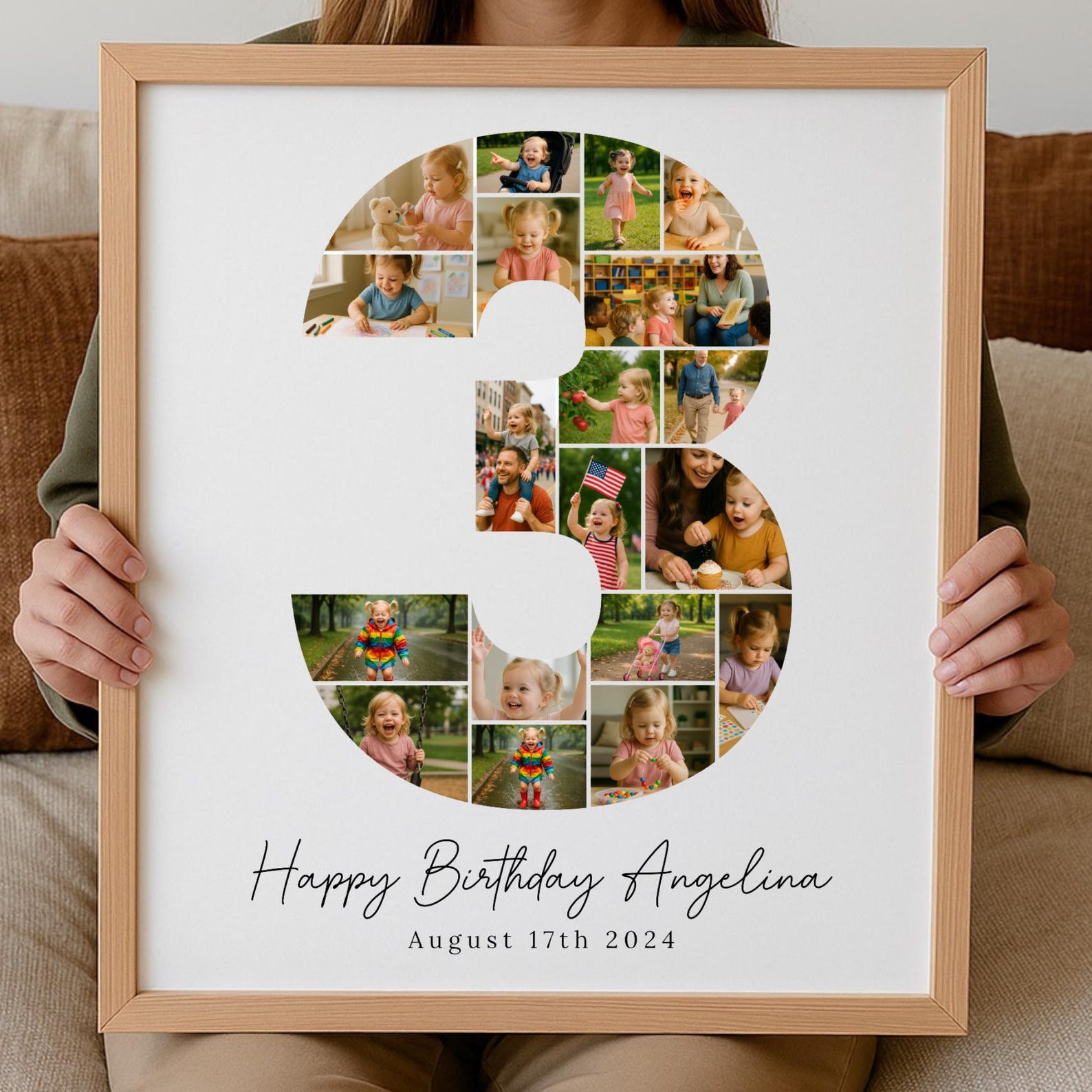 3rd Birthday Photo Collage Template, Custom Gift for Girl, 3rd Birthday ...