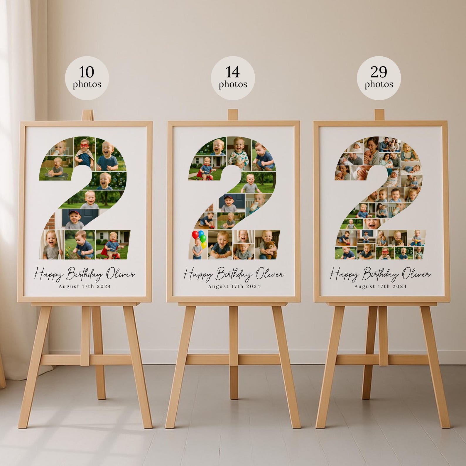 Birthday Number 2 Photo Collage, Editable Canva Template, Second ...