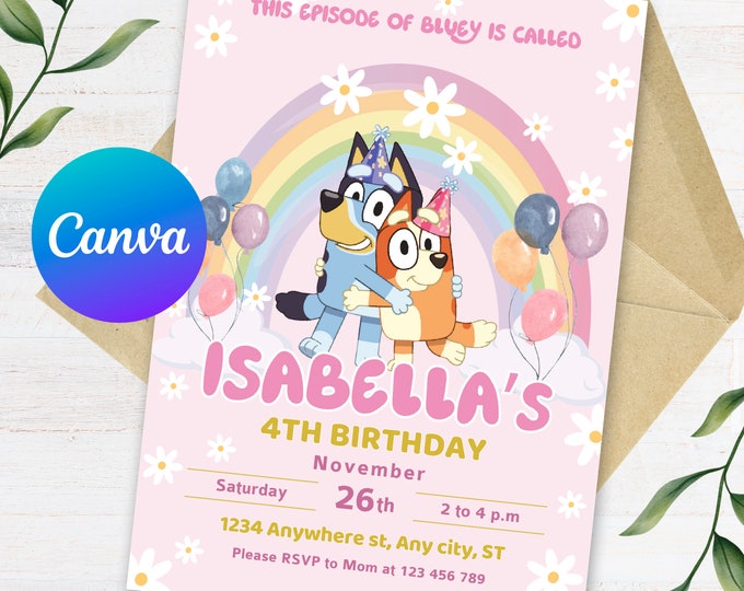 Bluey Modern Aesthetic Invitation - Etsy