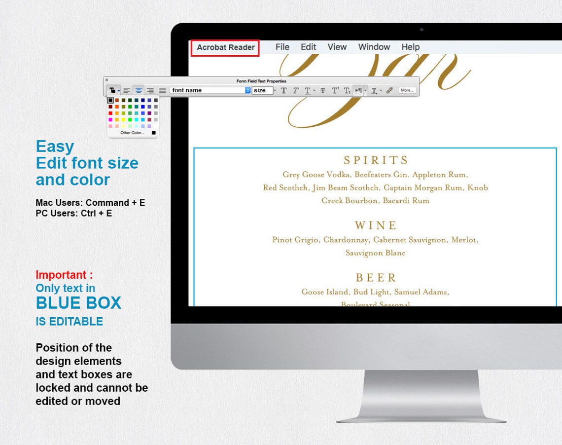 Gold Bar Menu Template Bar Menu Bar Menu Printable Bar Menu - Etsy