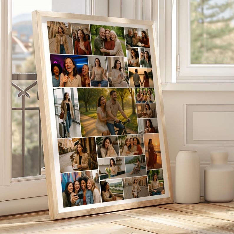 Editable Photo Collage Template, Printable Photo Grid Poster, Custom ...