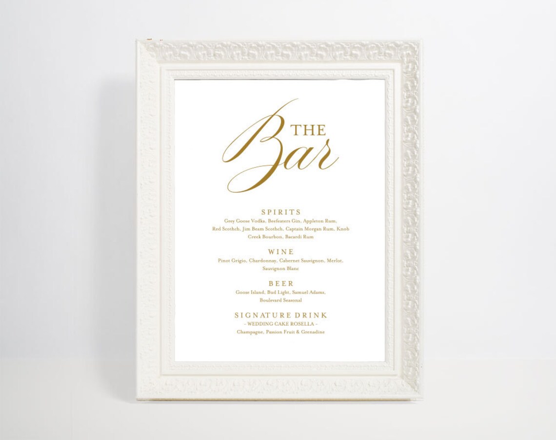 Gold Bar Menu Template Bar Menu Bar Menu Printable Bar Menu - Etsy