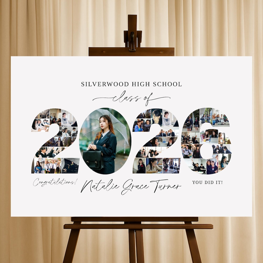 2026 Graduation Photo Collage Welcome Sign TEMPLATE, Class of 2026 ...