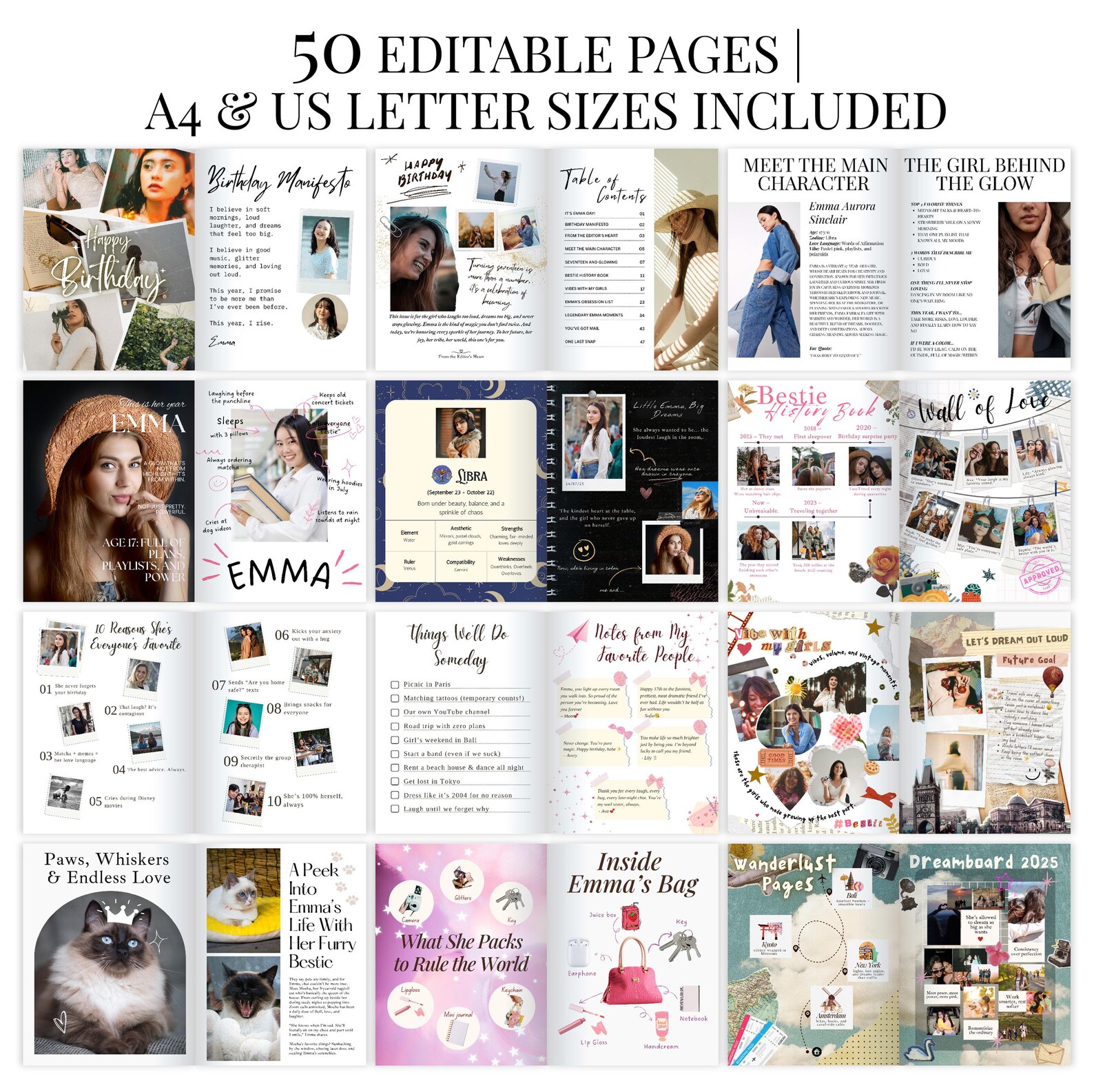 Editable Birthday Magazine Template | Canva, 50 Pages (digital Download ...