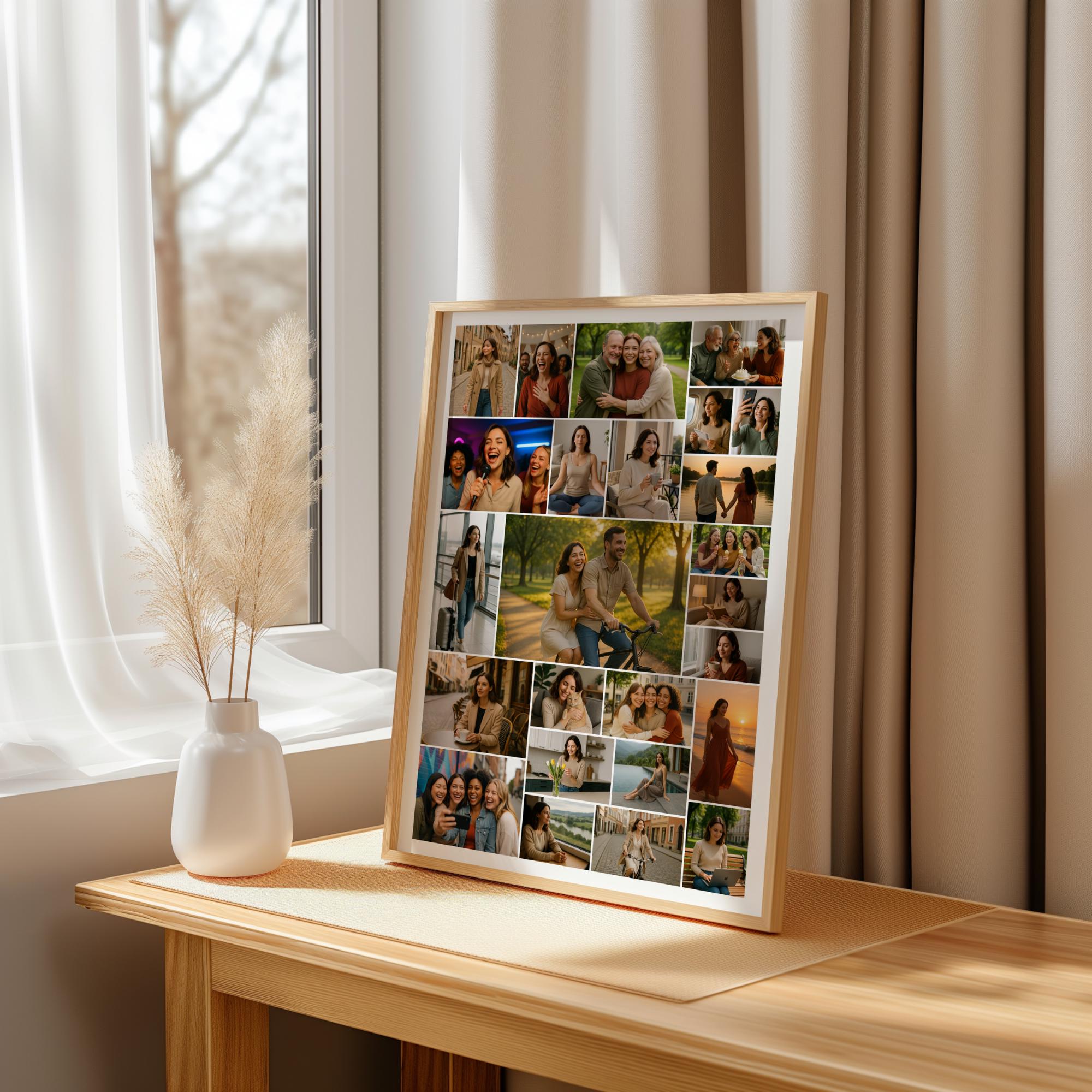 Editable Photo Collage Template, Printable Photo Grid Poster, Custom ...