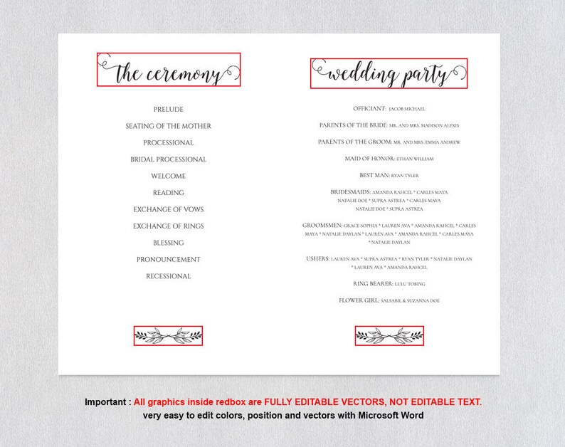 Modèle de programme de mariage plié programmes de mariage - Etsy France