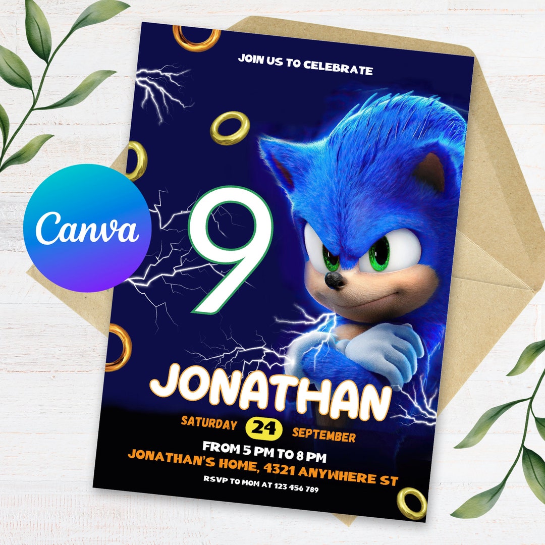 Sonic Birthday Invitation, Boys Party Invite, Sonic the Hedgehog ...
