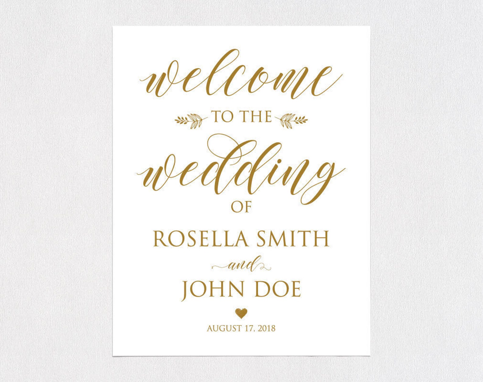 Gold Wedding Welcome Sign Template Welcome to Our Wedding - Etsy