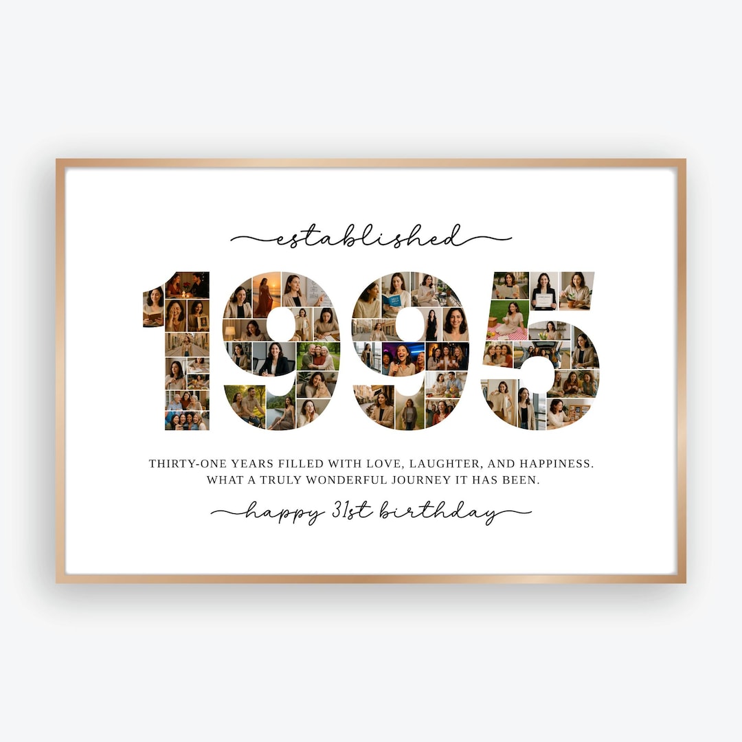 1995 Year Photo Collage Template, 31st Birthday Memory Poster, Editable ...