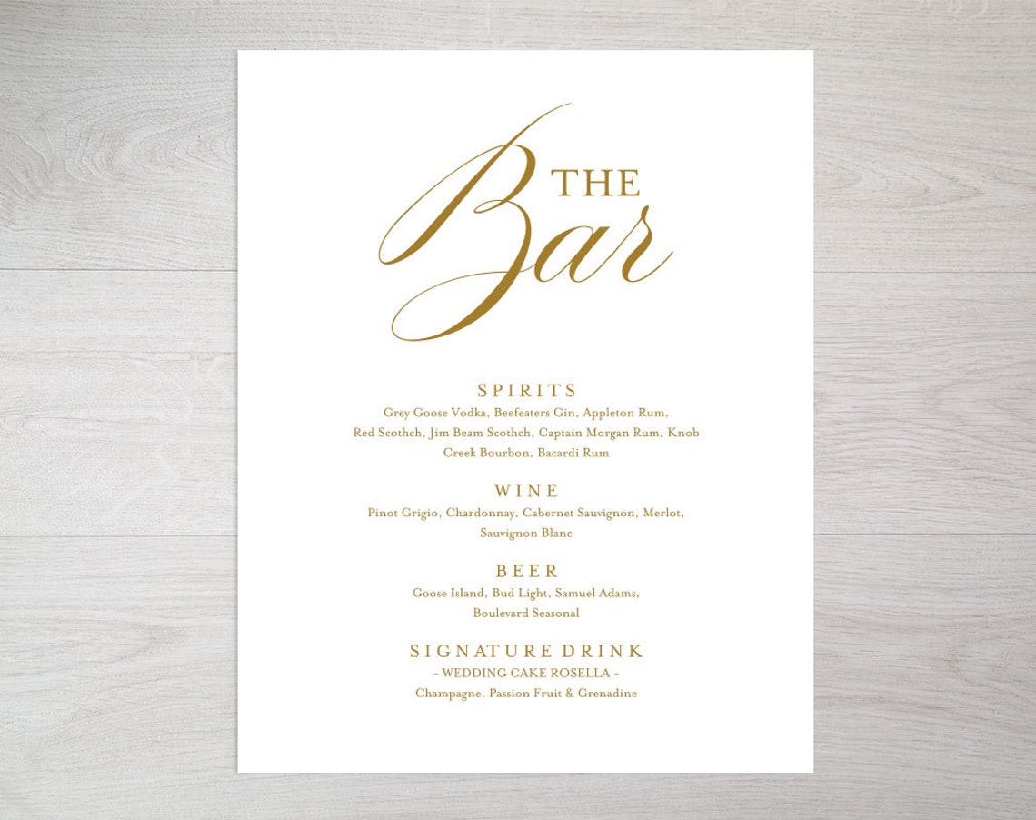 Gold Bar Menu Template Bar Menu Bar Menu Printable Bar Menu - Etsy