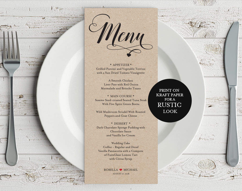 Printable Menu Card Template Editable Text Instant Download | Etsy