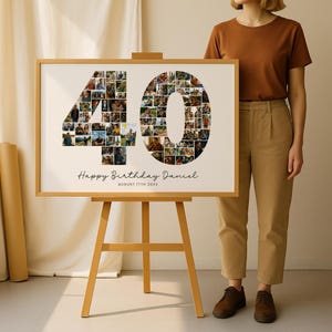 Number 40 Birthday Photo Collage Template, Number 40 Collage ...