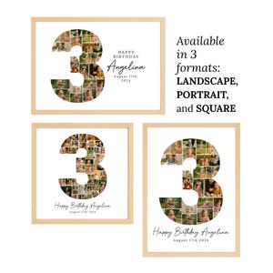 3rd Birthday Photo Collage Template, Custom Gift for Girl, 3rd Birthday ...