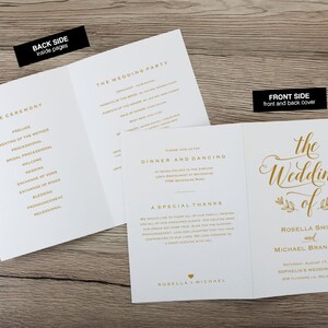 Gold Wedding Program Folded Editable Template Print DIY - Etsy