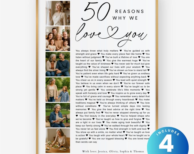 50 Reasons We Love You Poster Photo Collage Template , Printable 50th ...