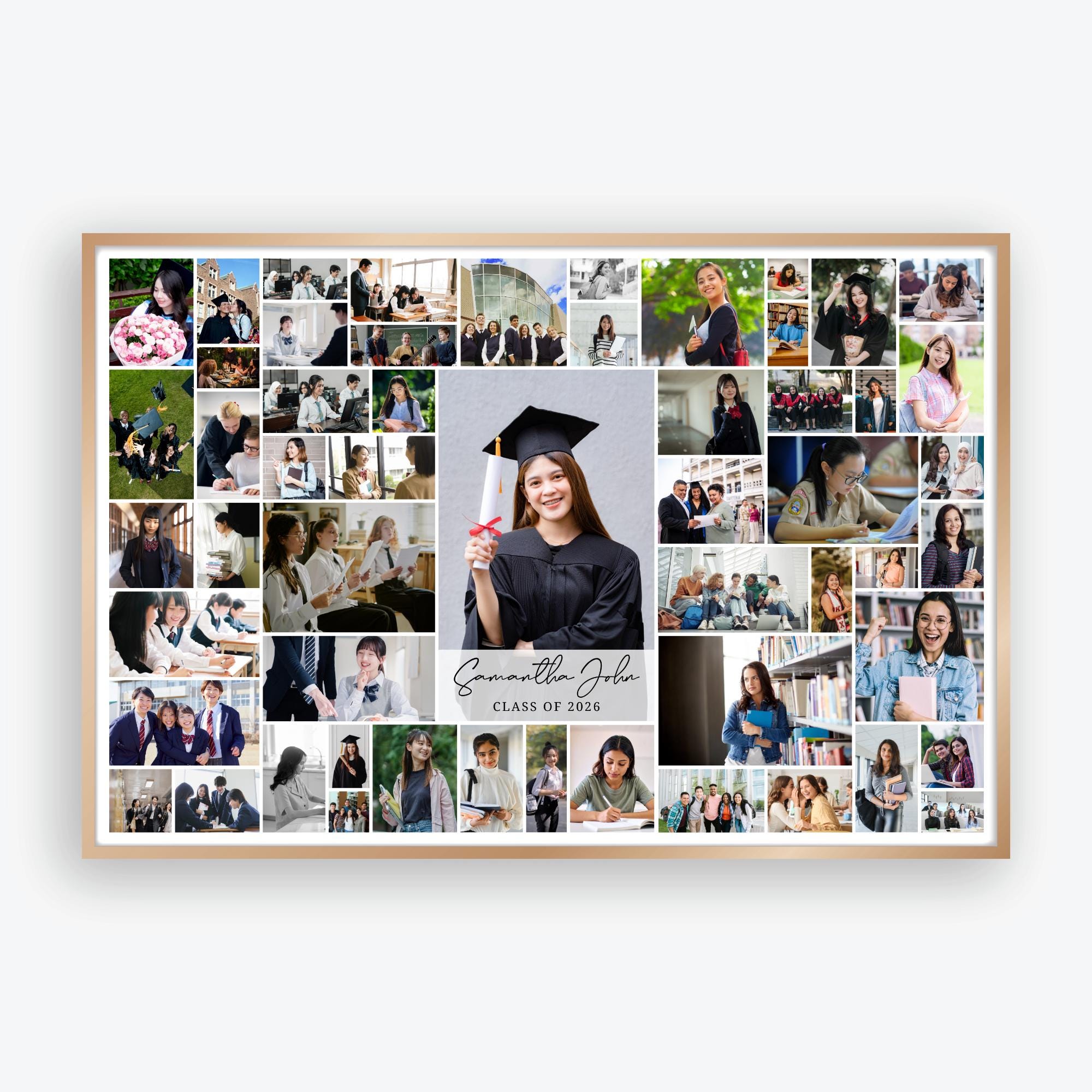 Graduation Photo Collage Template, Graduation Party Welcome Sign ...