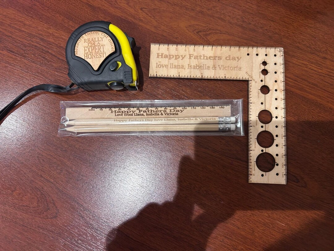 Personalised Right Angle Wooden Ruler Wooden Worker Tech Drawing Handy ...