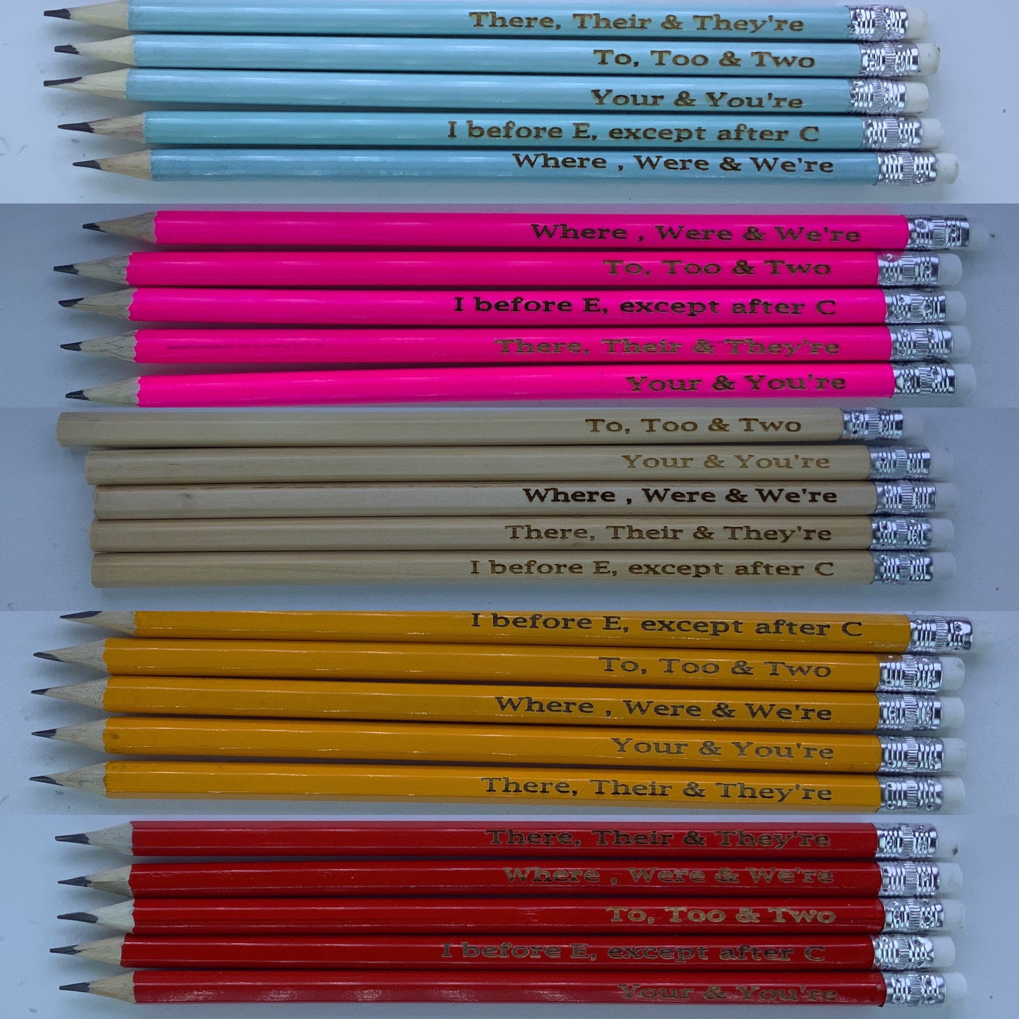 Grammar or Definitions Pencils can Be Personalised Set of 5 - Etsy UK