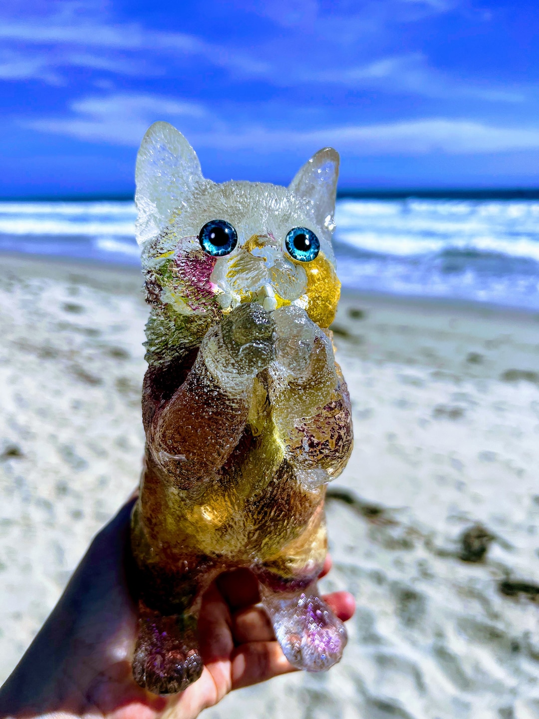 Pet Ashes Memorial Urn: Resin Cat Figurine, Custom Cremation Keepsake ...