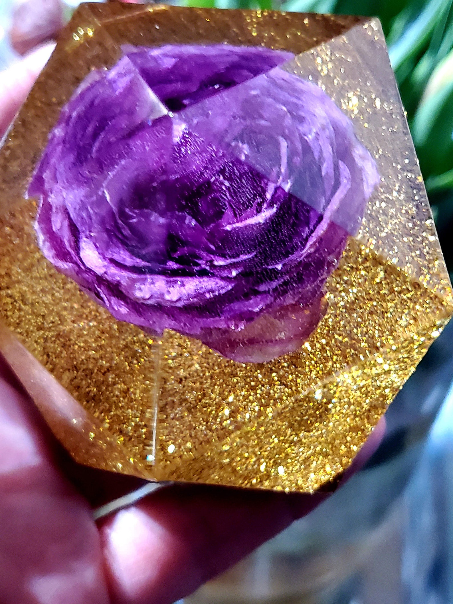 Purple Rose Flowers Crystals Paperweight. Crystal Point Tower | Etsy