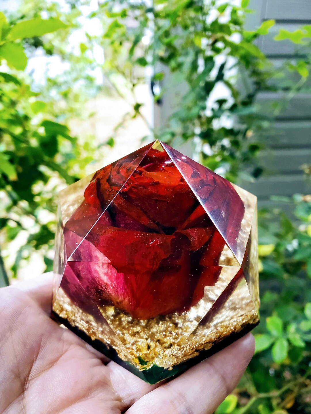 Custom Preserved Rose in Resin Crystal Paperweight. - Etsy