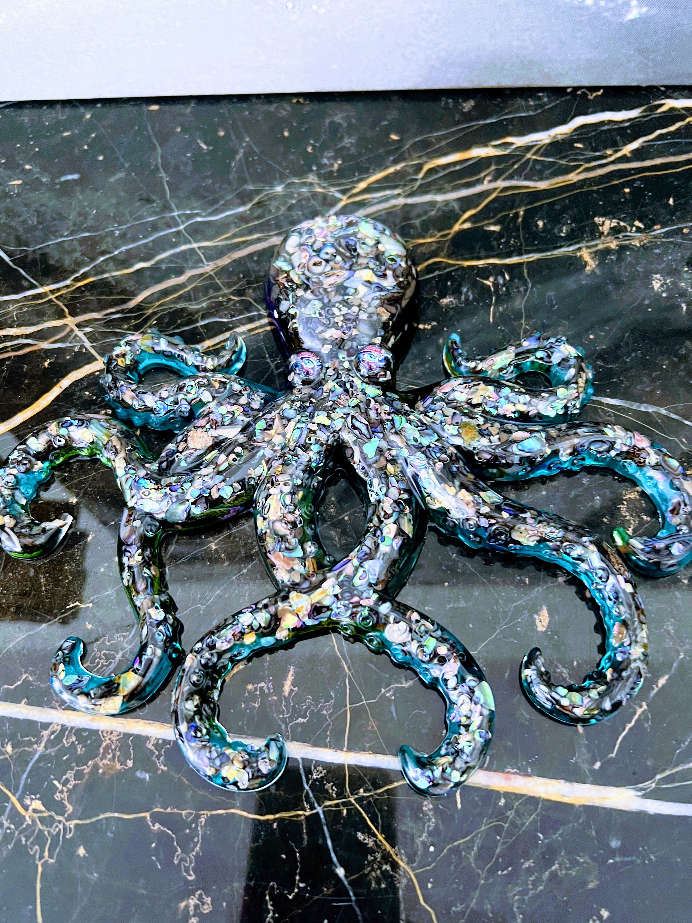Resin Sea Octopus Paperweight Keepsake With Abalone Shells. - Etsy