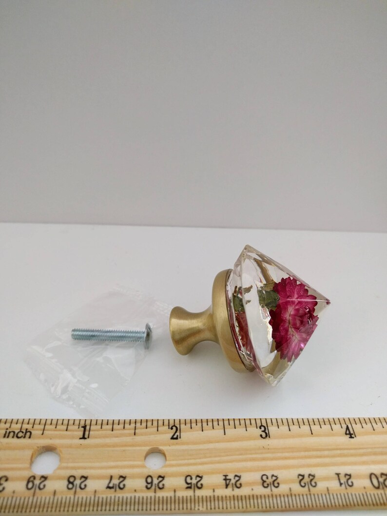 Diamond Shaped Red Wild Rose Resin Real Flowers Door Knobs. | Etsy