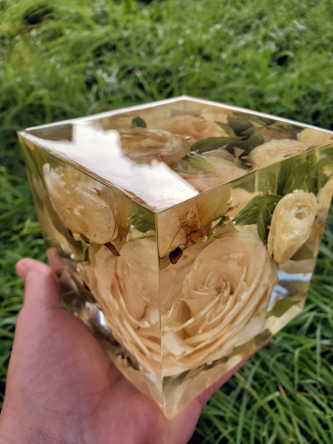 Custom Preserved Wedding Flowers in Extra Large Cube Keepsake - Etsy