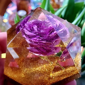 Purple Rose Flowers Crystals Paperweight. Crystal Point Tower | Etsy
