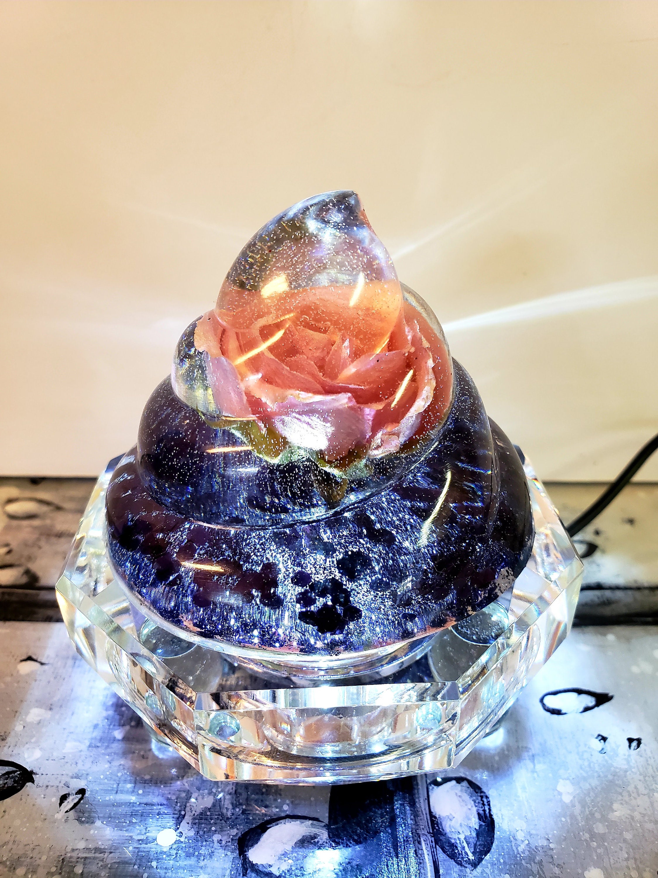 Resin Preserved Flowers in Resin Keepsake Lamp. Rose | Etsy