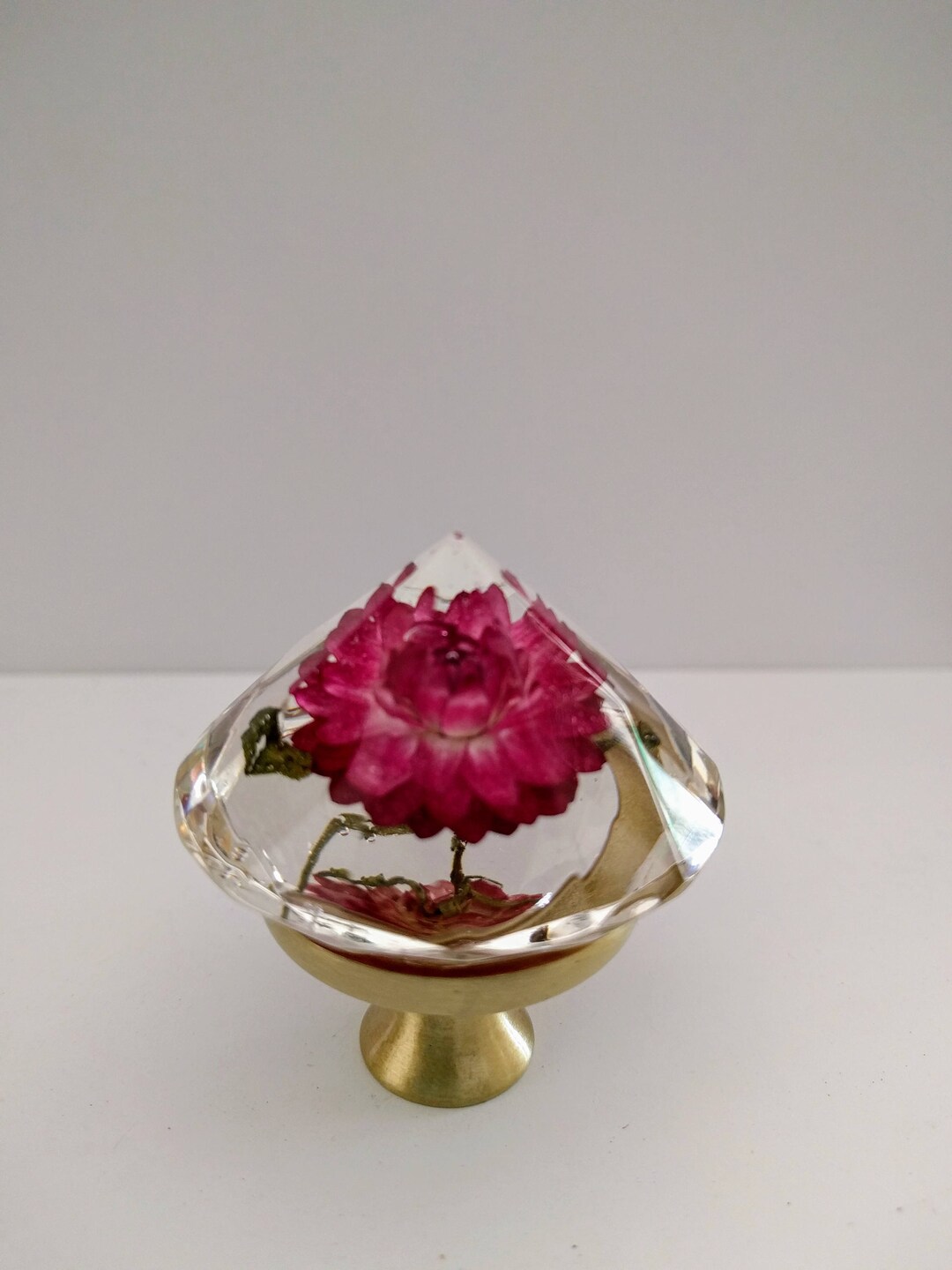 Diamond Shaped Red Wild Rose Resin Real Flowers Door Knobs. Cabinet Knobs.kitchen Bathroom Knobs ...