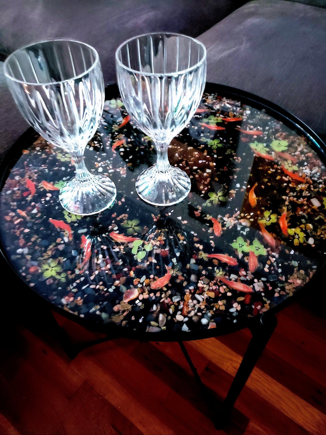 Resin Koi Fish Pond Serving Tray: Acrylic Painting, Home Decor - Etsy
