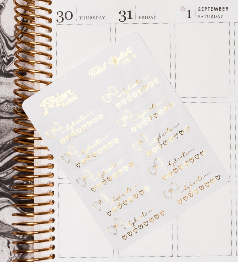 Foil Hydrate Stickers Foiled Water Intake Stickers - Etsy