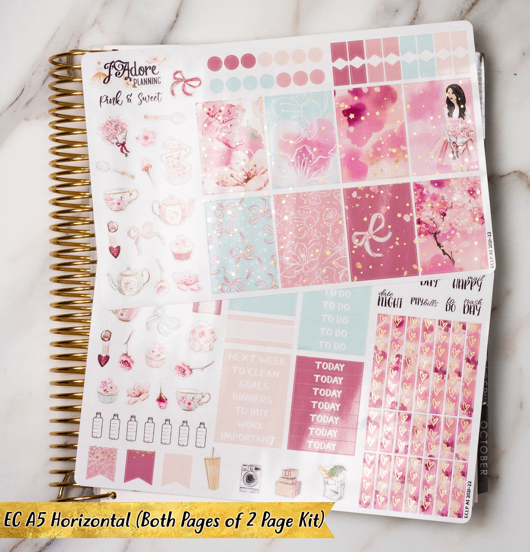 Foil A5 Horizontal Weekly Planner Sticker Kit for EC Erin | Etsy