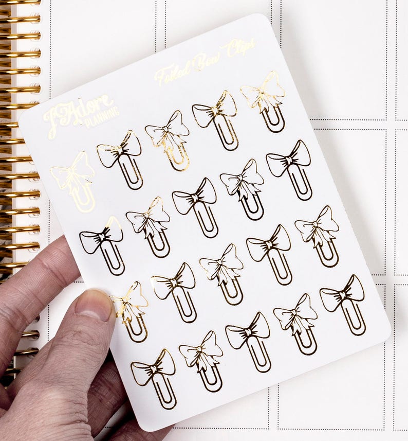 Foiled Bow Stickers Foil Bow Paper Clip Planner Stickers for - Etsy