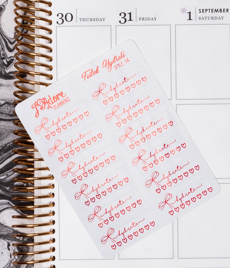 Foil Hydrate Stickers Foiled Water Intake Stickers - Etsy