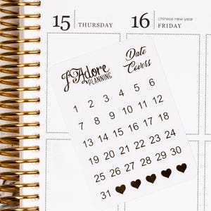 Foil Date Dots Planner Stickers, Foiled Clear Date Stickers for Erin ...