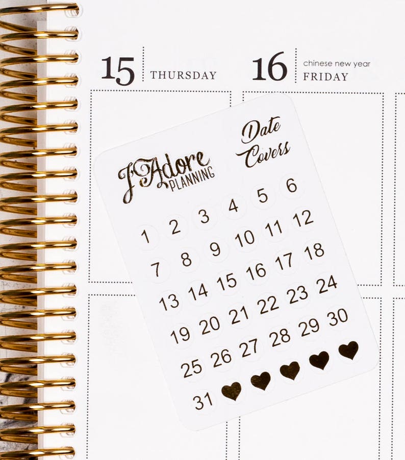 Foil Date Dots Planner Stickers Foiled Clear Date Stickers - Etsy