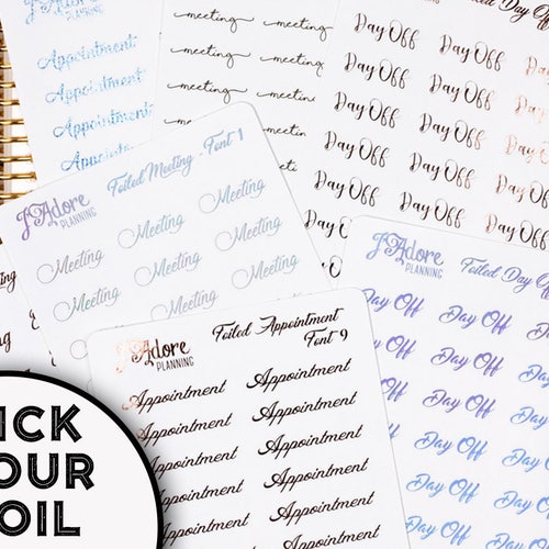 Foil Custom Words Planner Stickers Foiled Functional Script - Etsy