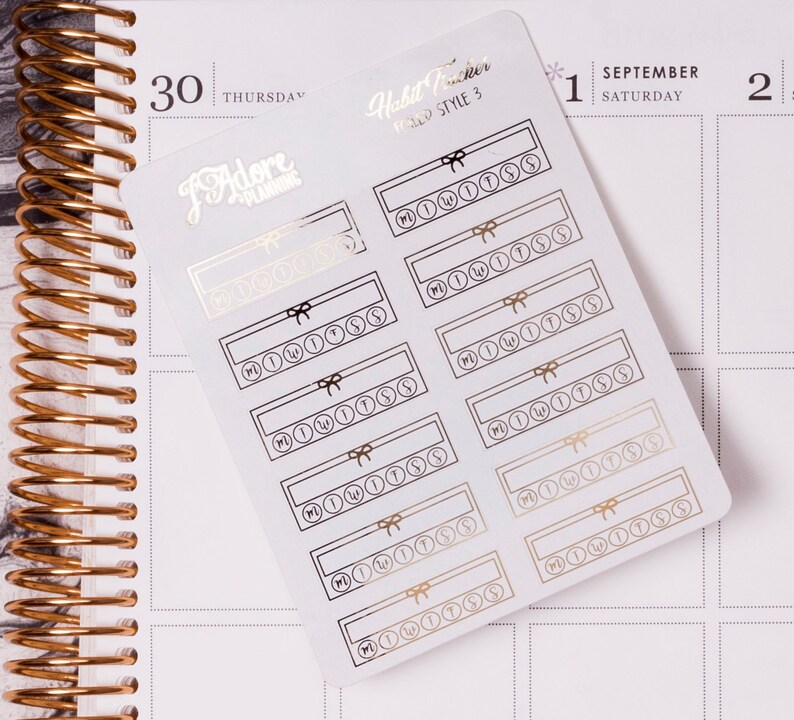 Foil Habit Tracker Stickers Foiled Habit Trackers Custom - Etsy