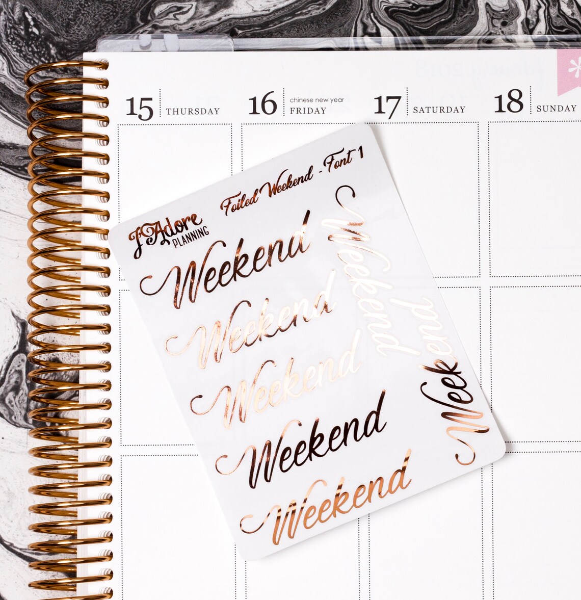 Foil Weekend Banner Planner Stickers Foiled Script Weekend | Etsy