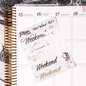Foil Weekend Banner Planner Stickers, Foiled Script Weekend Planner ...