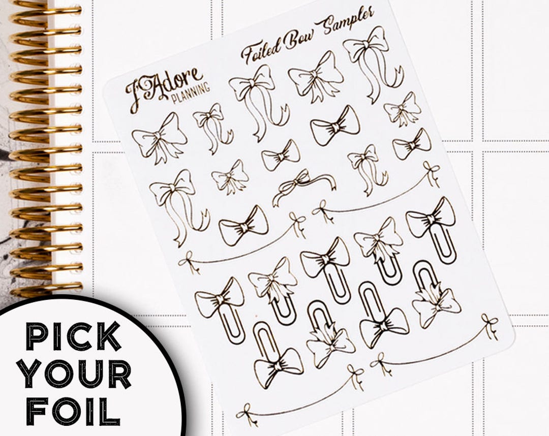 Foiled Bow Stickers, Foil Bow Planner Stickers Sampler for Erin Condren ...
