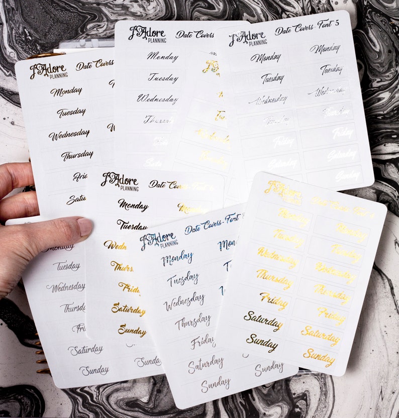 Foil Date Cover Stickers Foiled Date Planner Stickers | Etsy
