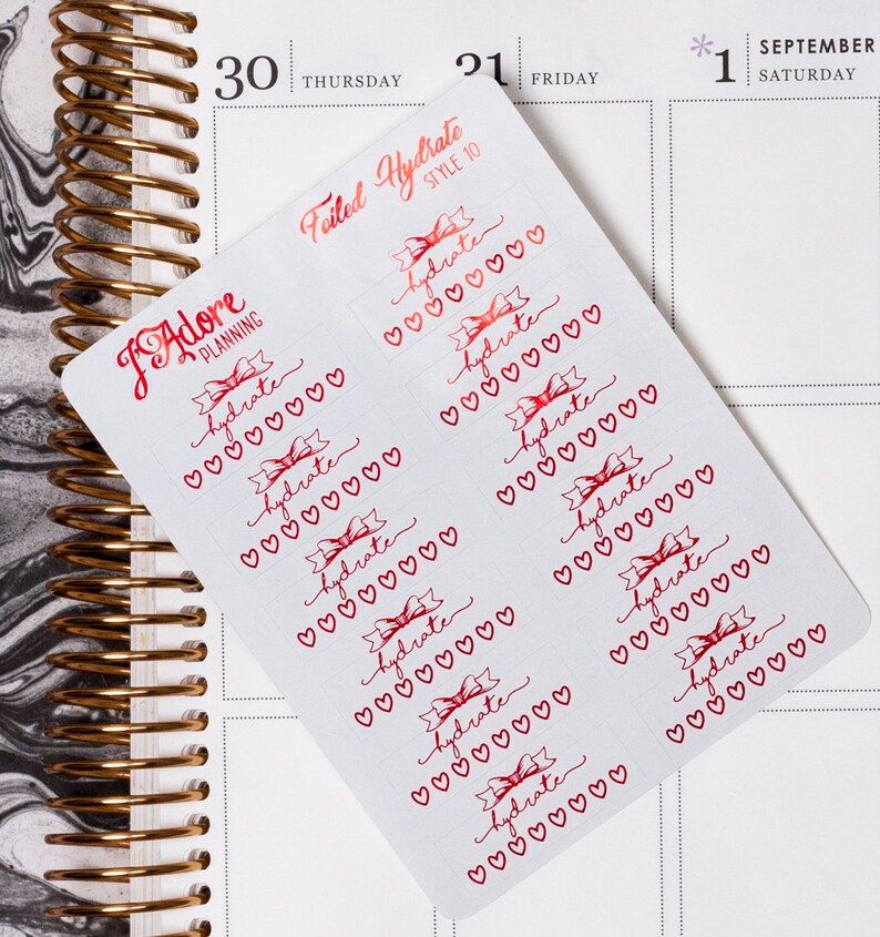 Foil Hydrate Stickers Foiled Water Intake Stickers - Etsy