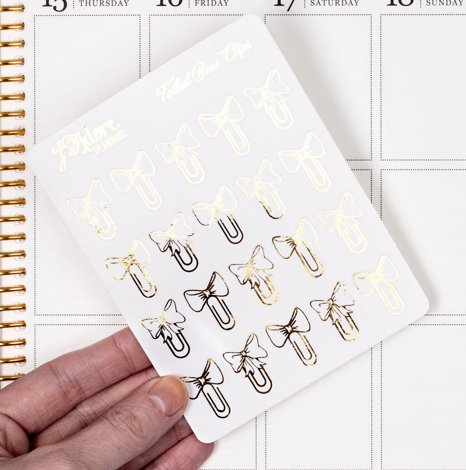 Foiled Bow Stickers Foil Bow Paper Clip Planner Stickers for - Etsy